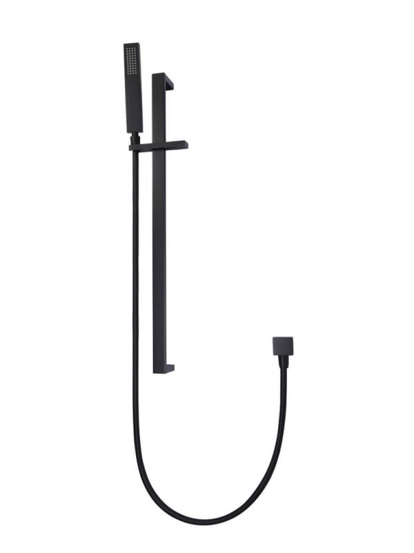 Meir | MATTE BLACK SQUARE SHOWER ON RAIL COLUMN by Meir - Style Sourcebook