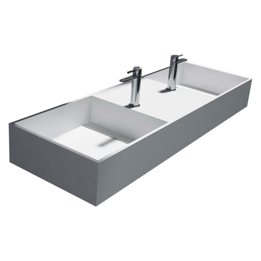 Double Wall Mounted Solid Surface Basin by Just in Place - Style Sourcebook