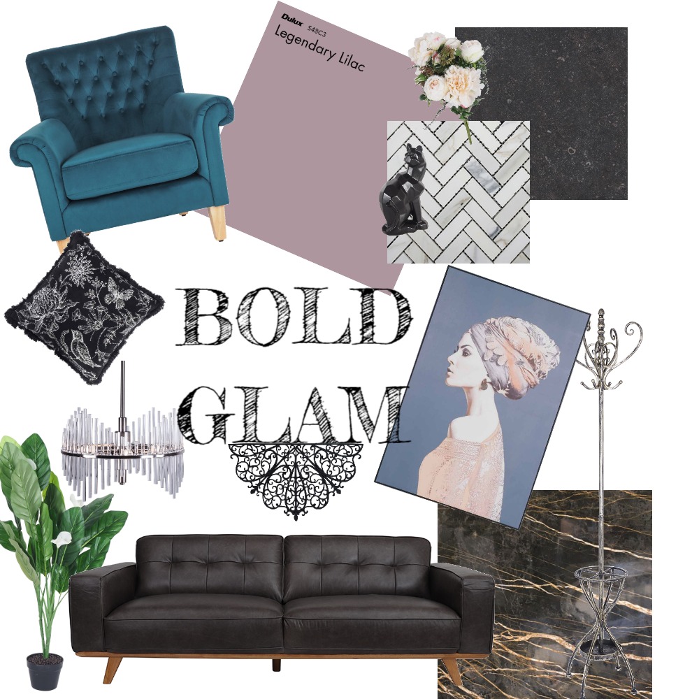 Week 1 - GLAM & BOLD Interior Design Mood Board by Perchance - Style ...
