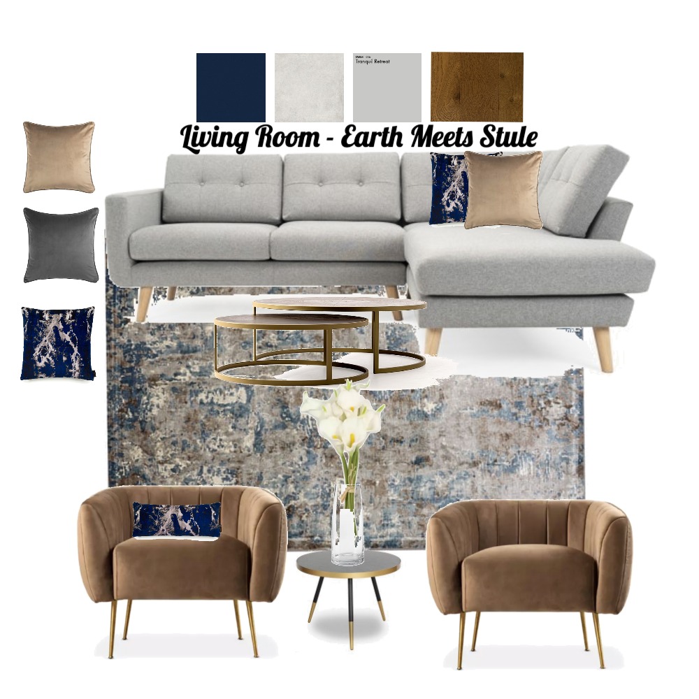 Earth & Navy-blue Living Room Interior Design Mood Board by Nqobile ...