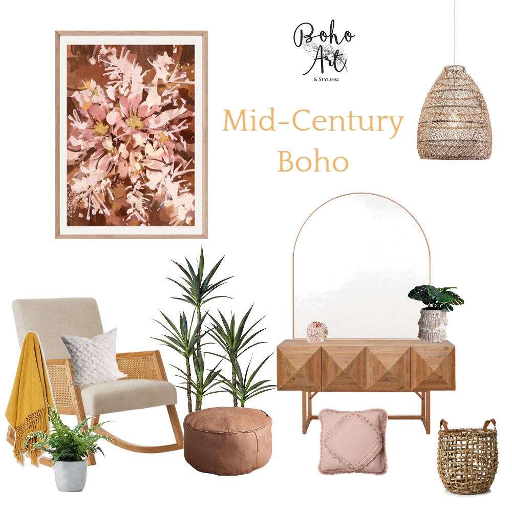 Mid Century Boho - New Bohemians Interior Design Mood Board by Boho Art ...