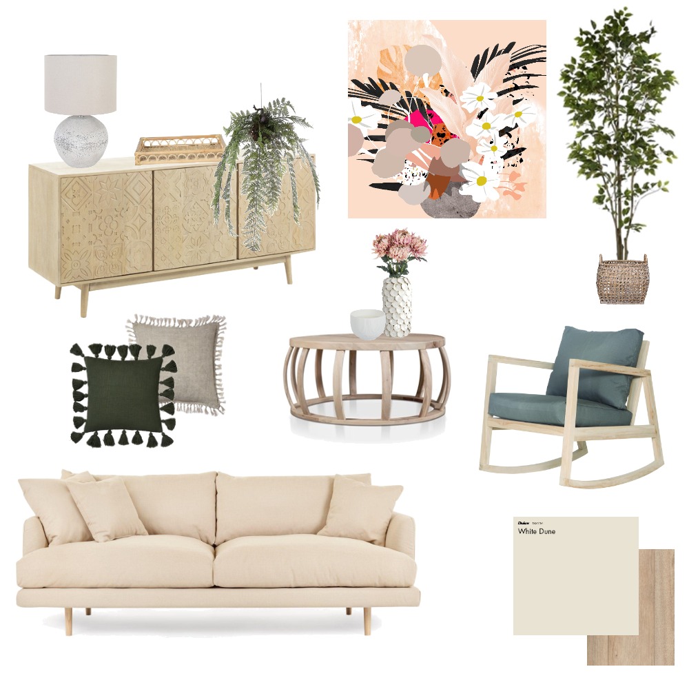 Neutral & Pink Living Room Interior Design Mood Board by Eliza Grace ...