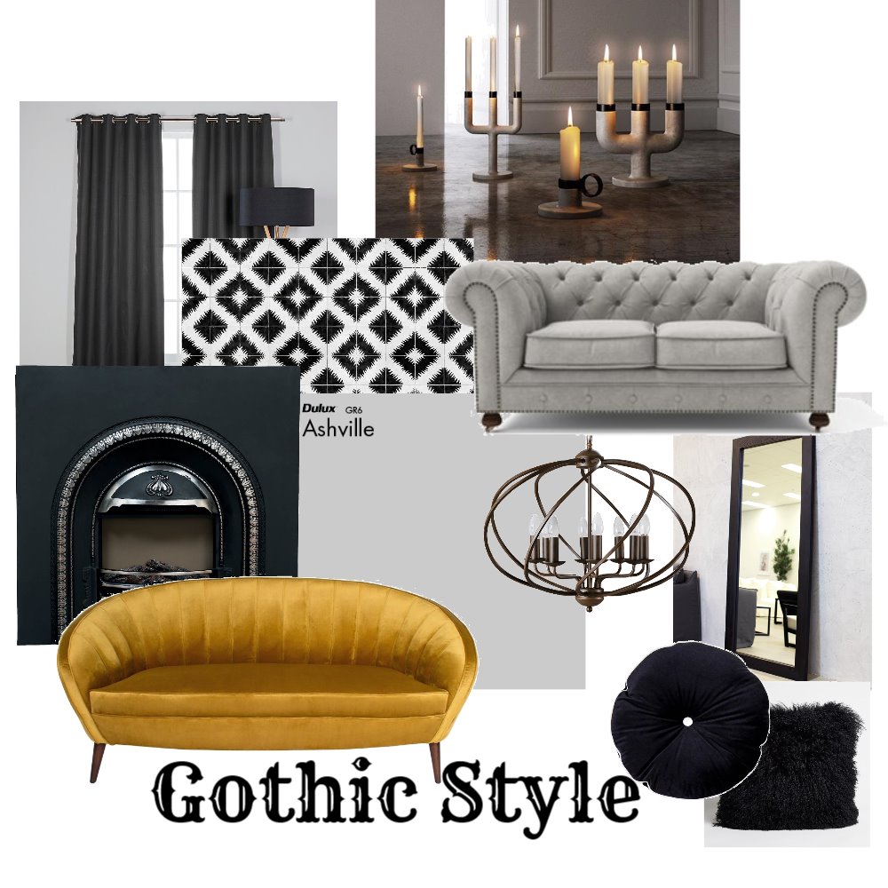 Gothic style mood board Interior Design Mood Board by SueComber - Style ...