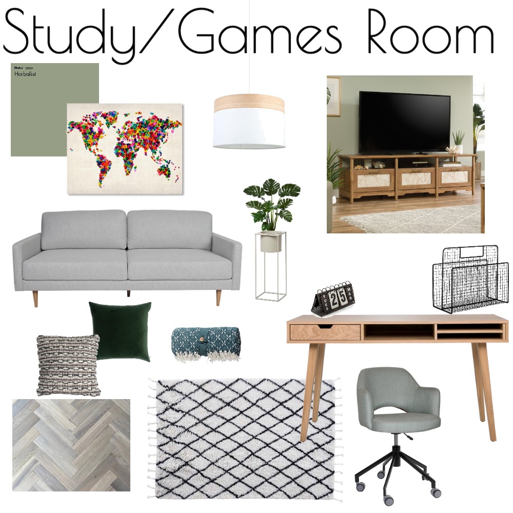 Study/Games Room Interior Design Mood Board by Vicky Fitz - Style ...