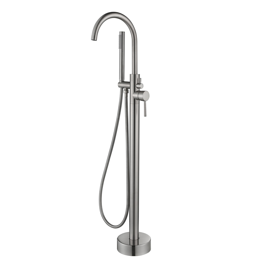 Brushed Nickel Brass Floor Standing Bath Set Taps by Just in Place ...