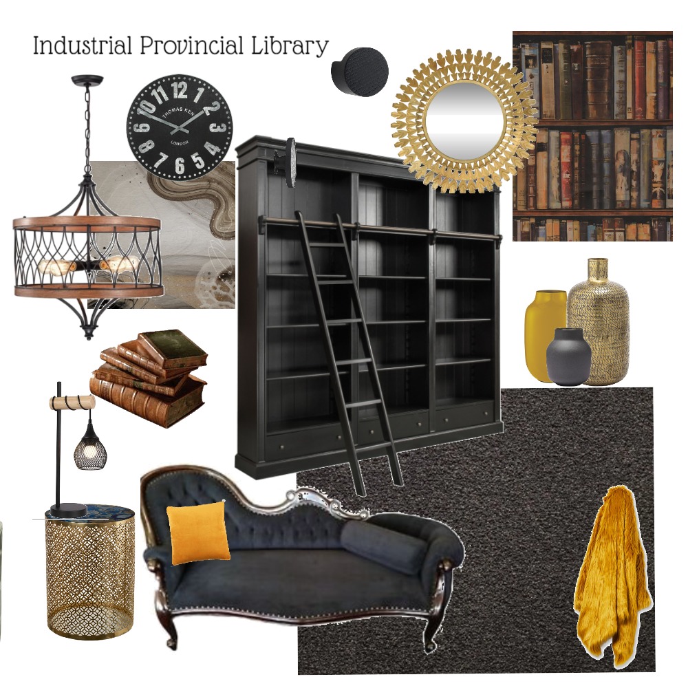 Provincial Industrial Library Interior Design Mood Board by leoniemh ...