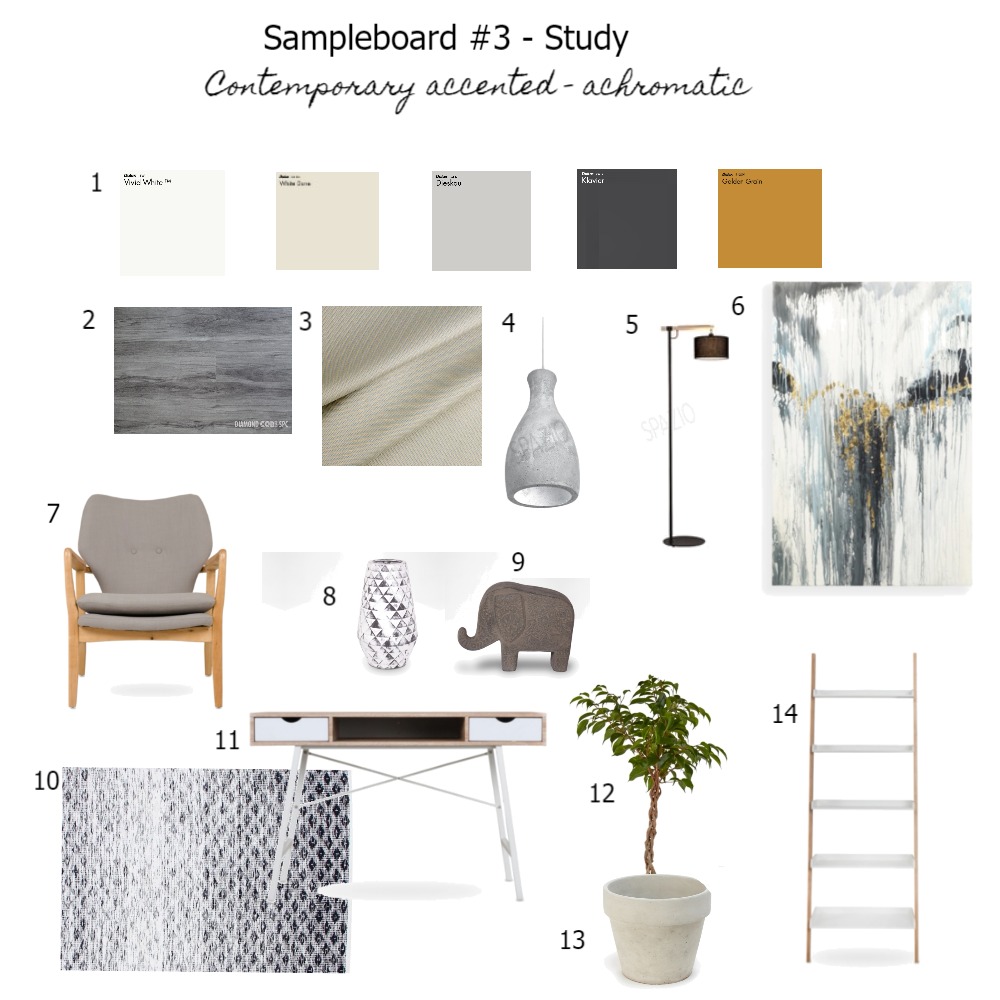 Study Sampleboard Interior Design Mood Board by Simone Oberholzer - Style Sourcebook