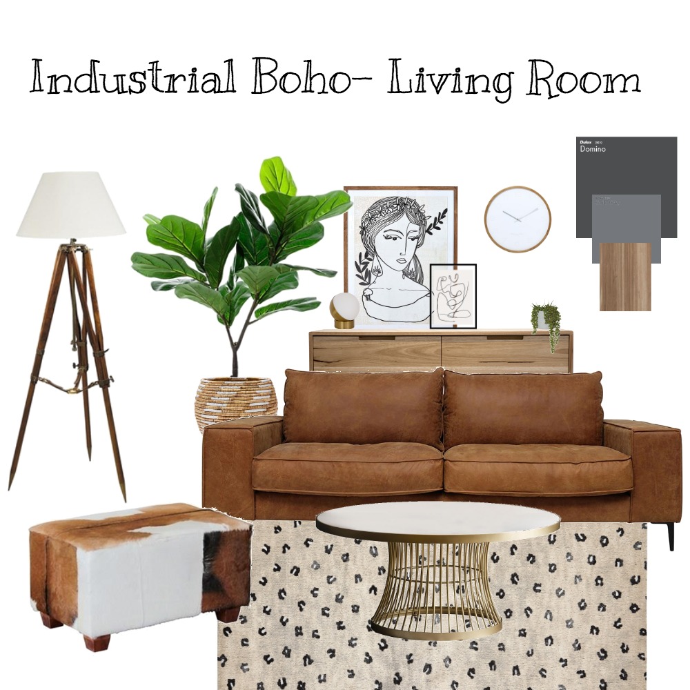 Industrial Boho - living room Interior Design Mood Board by Orange ...