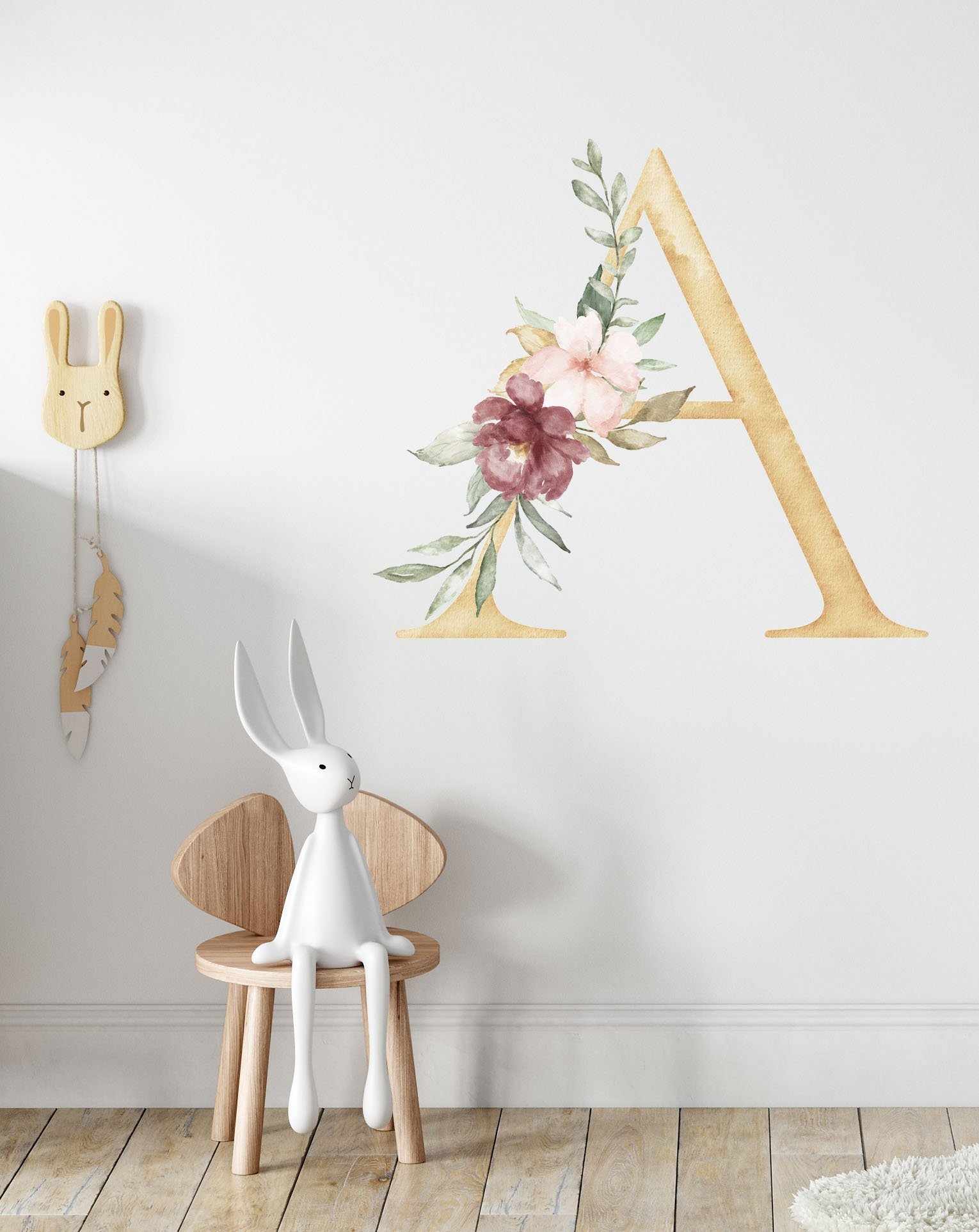 Bohemian Floral Letter Decal by oliveetoriel.com | Style Sourcebook
