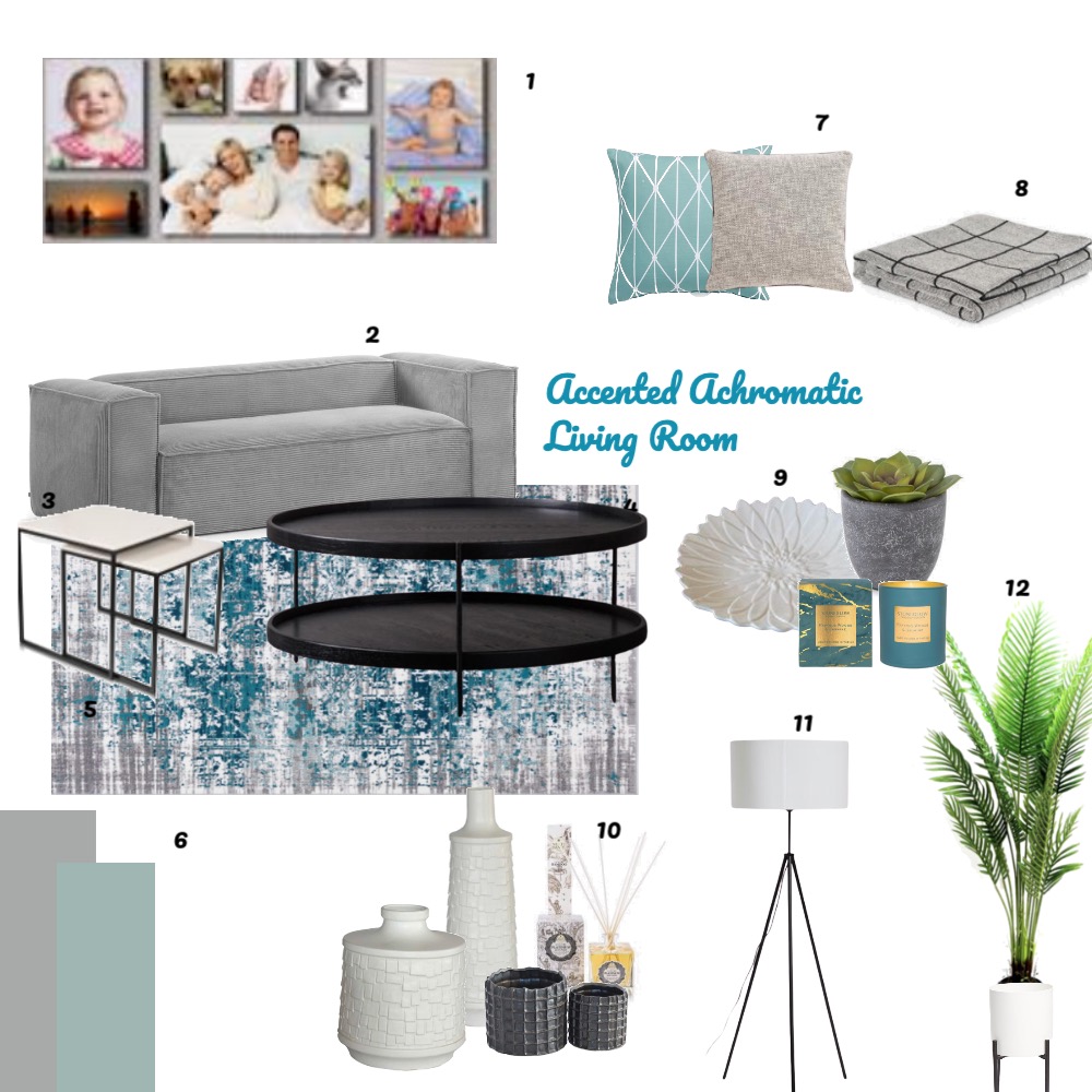 Accented achromatic Living Room Interior Design Mood Board by ...