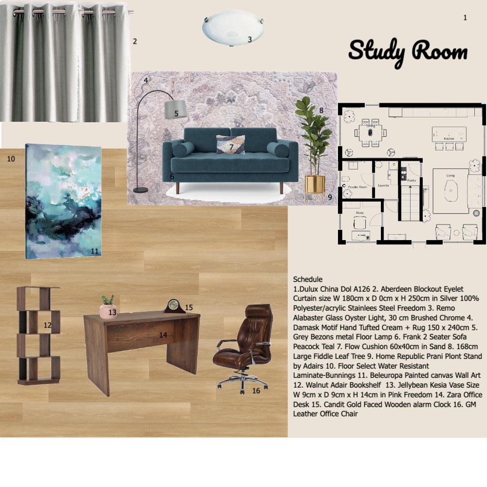 Study Room Interior Design Mood Board by Jonna - Style Sourcebook