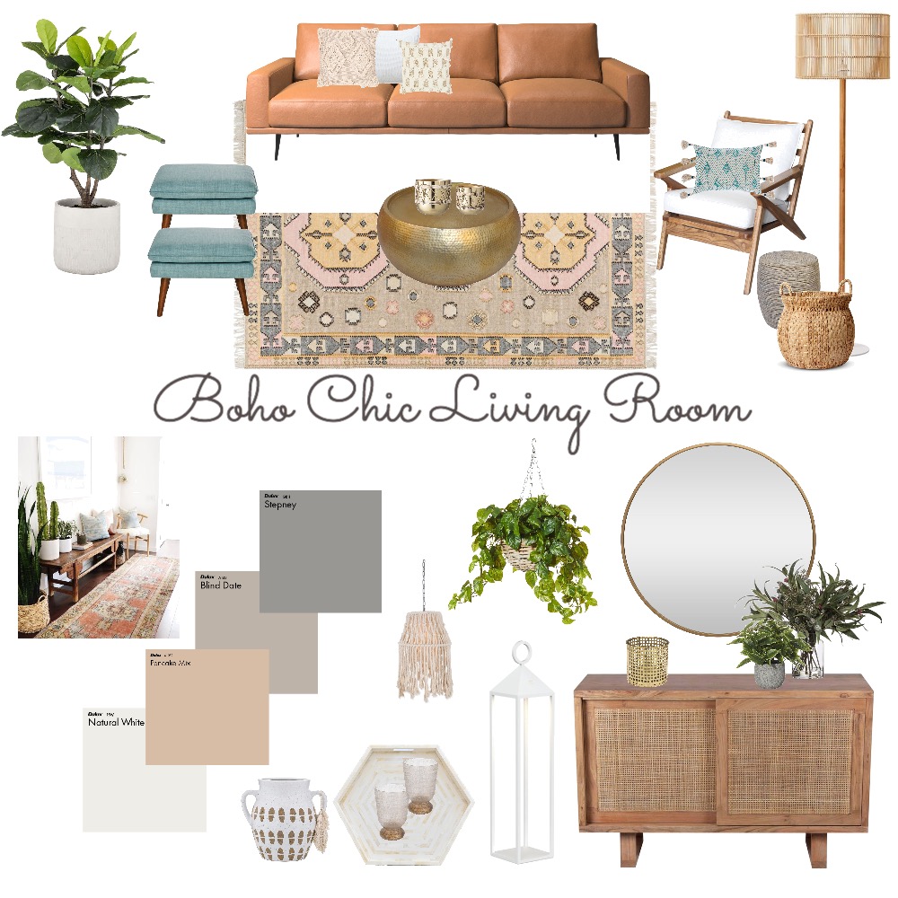 Boho Chic Living Room Interior Design Mood Board by Stacey Newman ...
