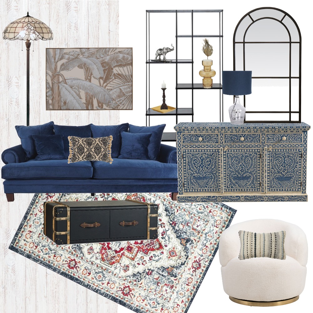 Blue Ecletic Interior Design Mood Board by Maegan Perl Designs - Style ...