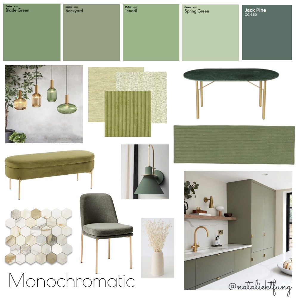 Monochromatic Green Pinterest Interior Design Mood Board by kt! - Style ...