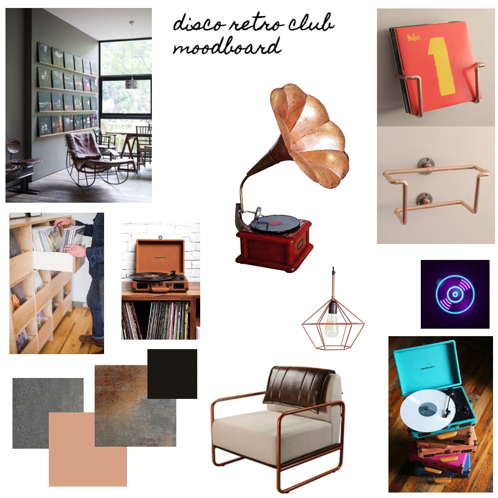 Disco Retro Club Interior Design Mood Board by Fabiana Moura | Style ...