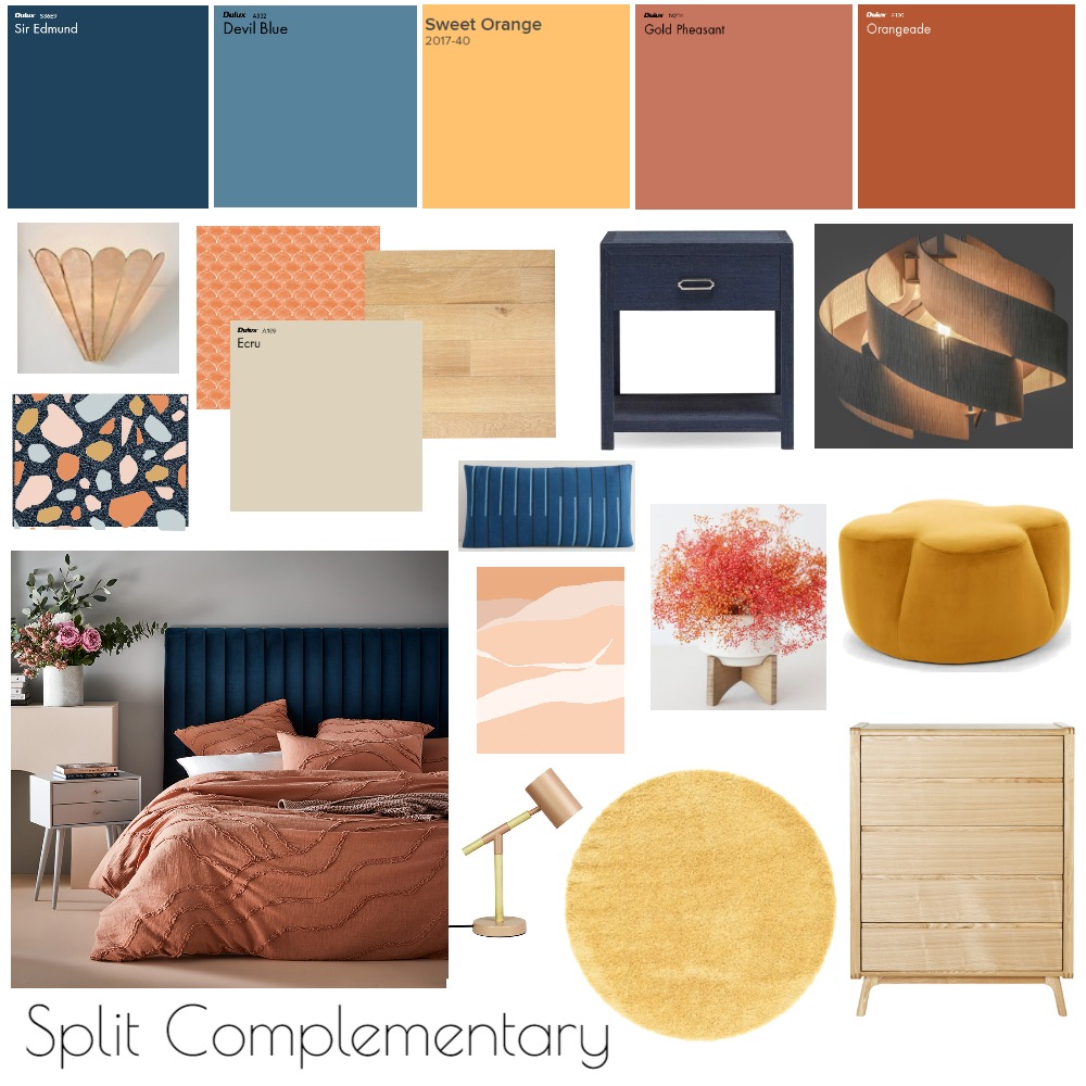 Split Complementary Moodboard Interior Design Mood Board by kt! - Style ...