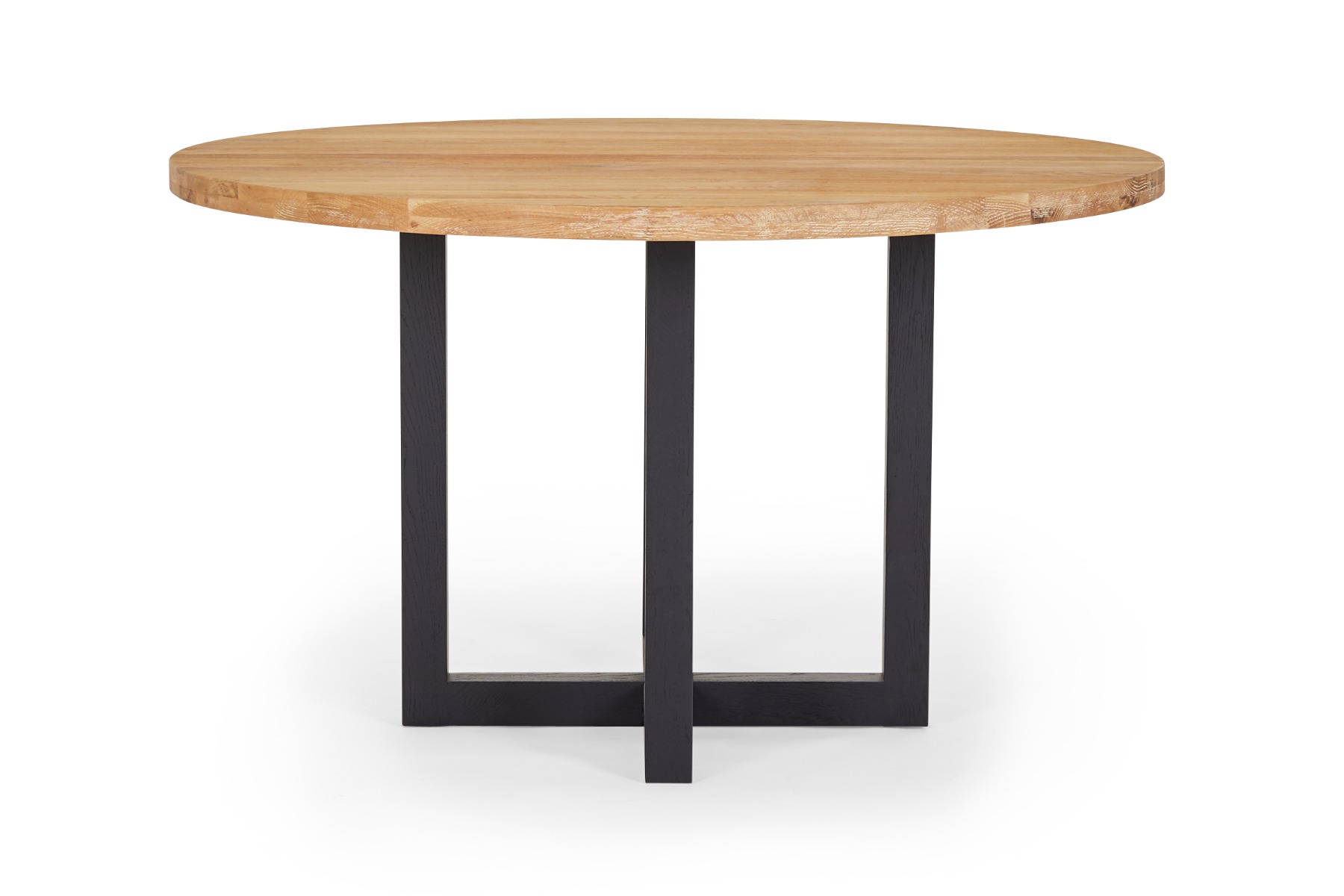 Bronte 130cm Round Timber Dining Table With Oak Legs in Black, by ...