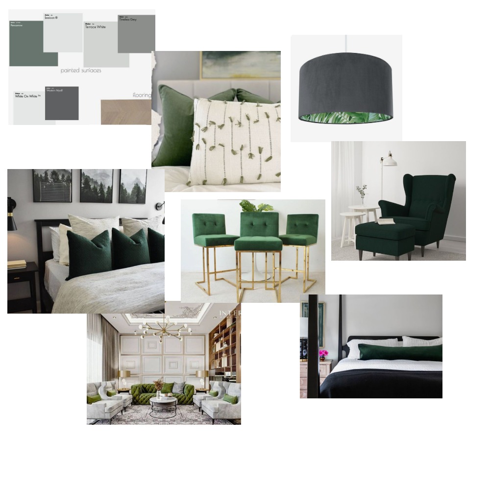 Accented Achromatic - green Interior Design Mood Board by Beverly ...