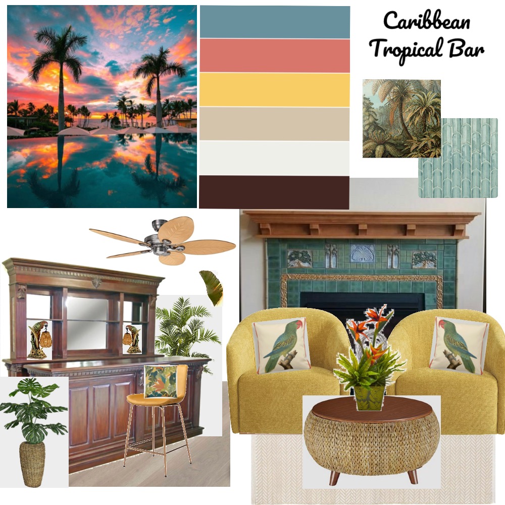 Caribbean Tropical Bar Interior Design Mood Board by catpar33 - Style ...