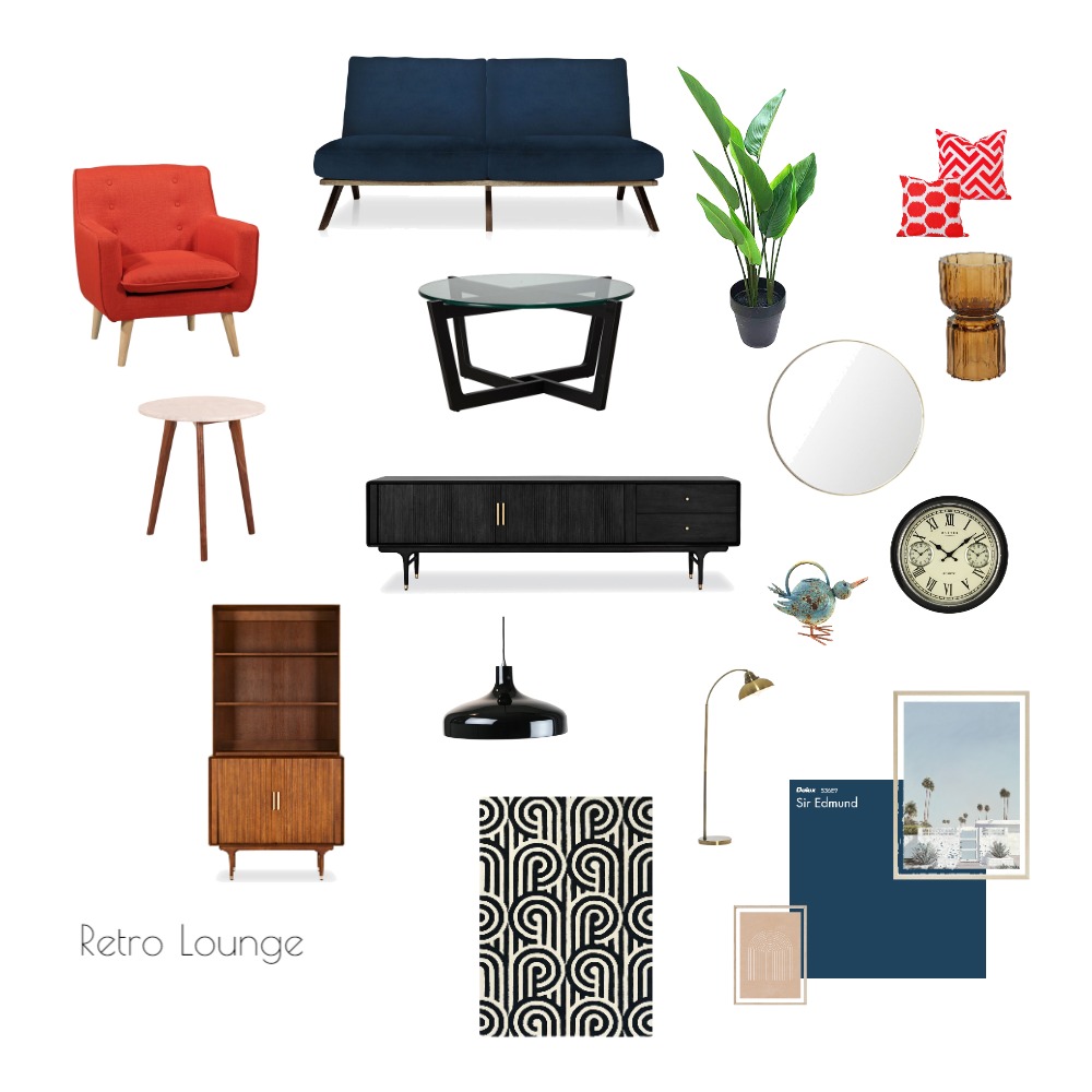 Retro Lounge Interior Design Mood Board by saritavann - Style Sourcebook