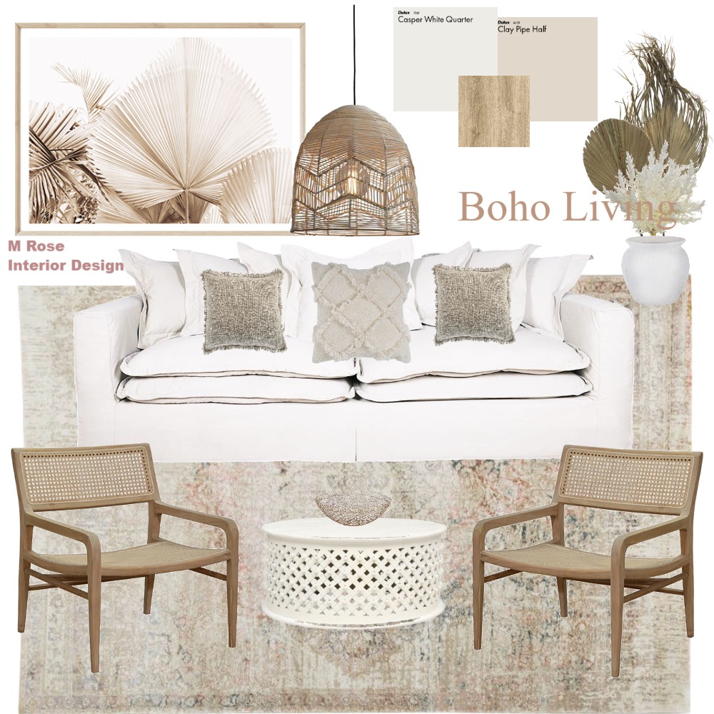 Boho Living Interior Design Mood Board by M ROSE INTERIOR DESIGN ...