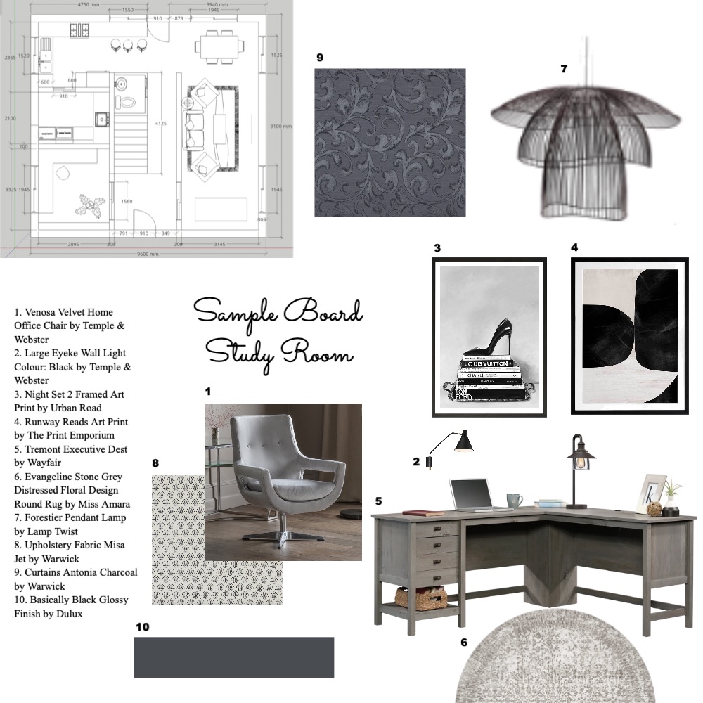 Study Room Sample Board Interior Design Mood Board by eleonorelo ...