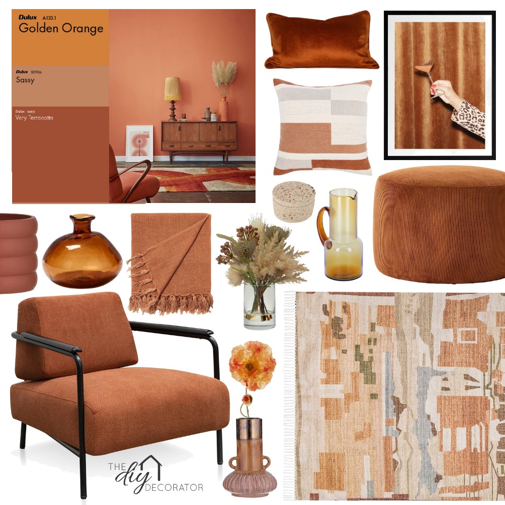 Orange edit Interior Design Mood Board by Thediydecorator | Style ...