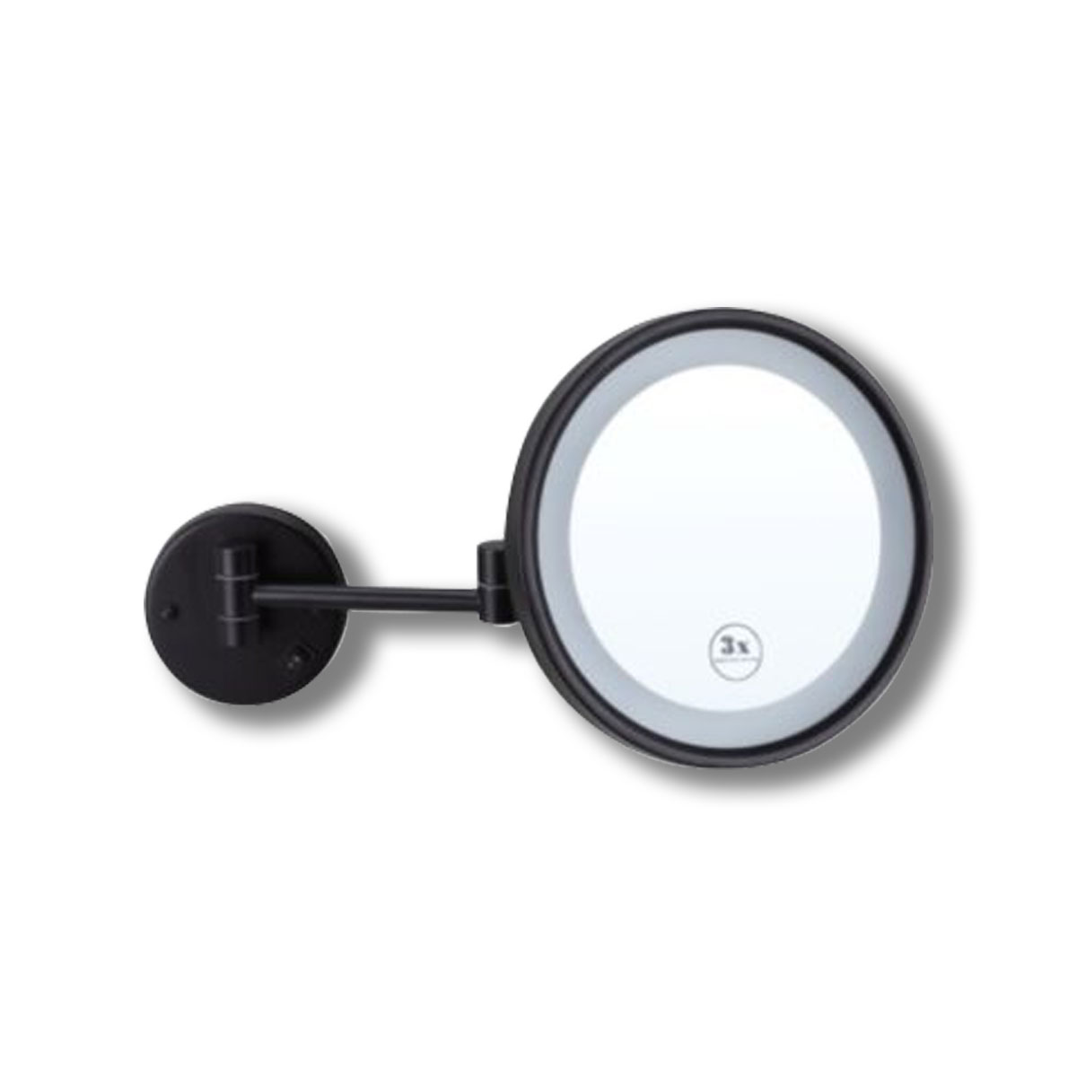 Black Round Shaving/Make Up Mirror LED Light 3x Magnification 25cm by ...