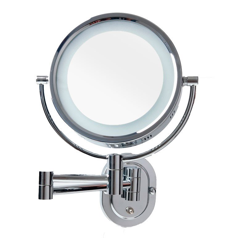 Wall Mounted Round Shaving/Make Up Mirror with Light 5x Magnification ...