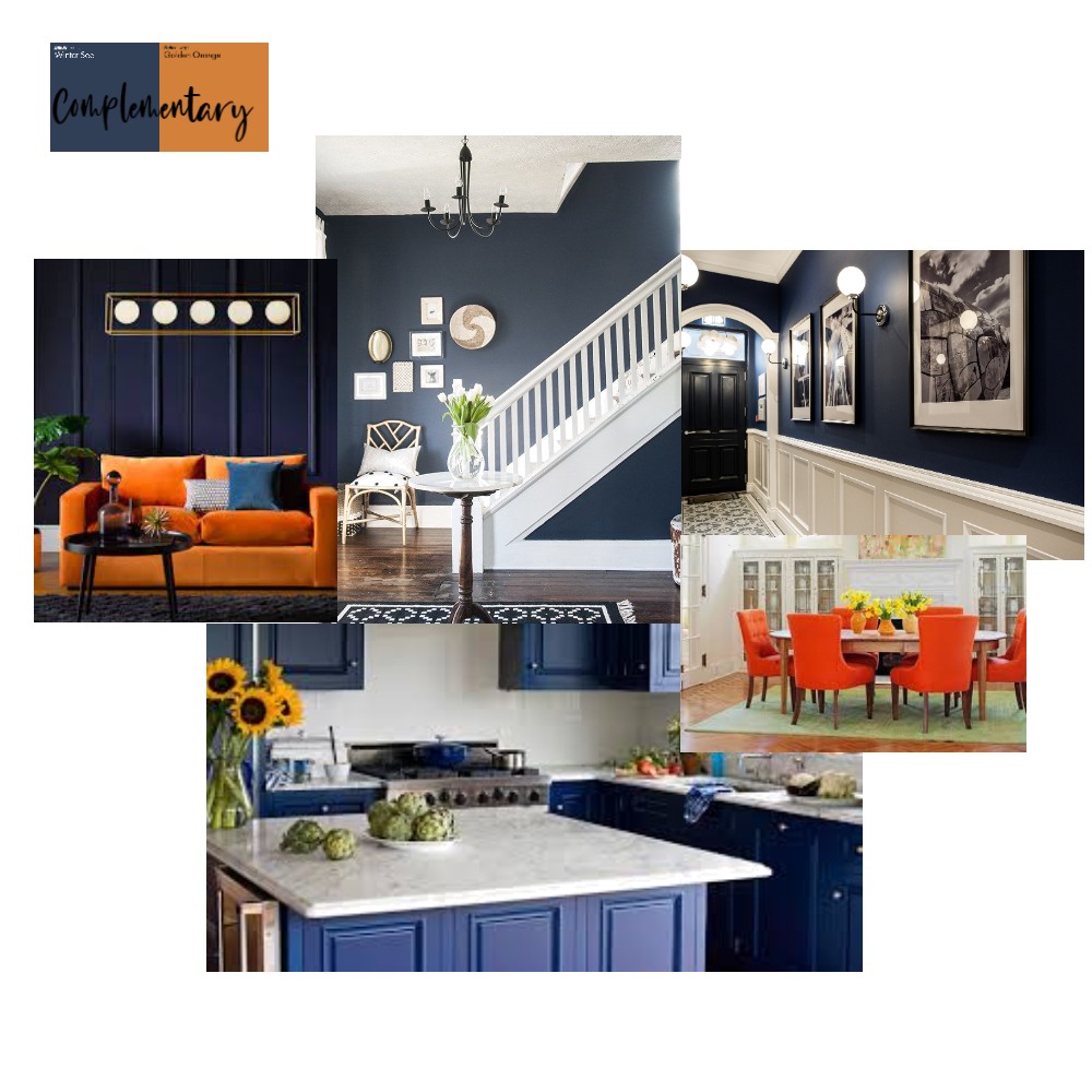 complementary blue and orange Interior Design Mood Board by ...