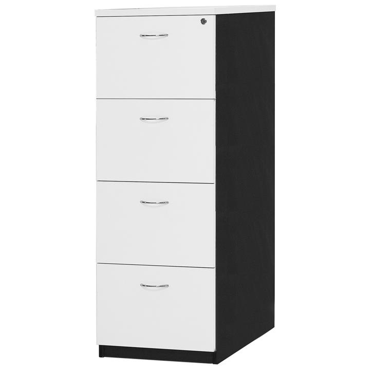 Logan 4 Drawer File Cabinet, White / Black by YS Design - Style Sourcebook