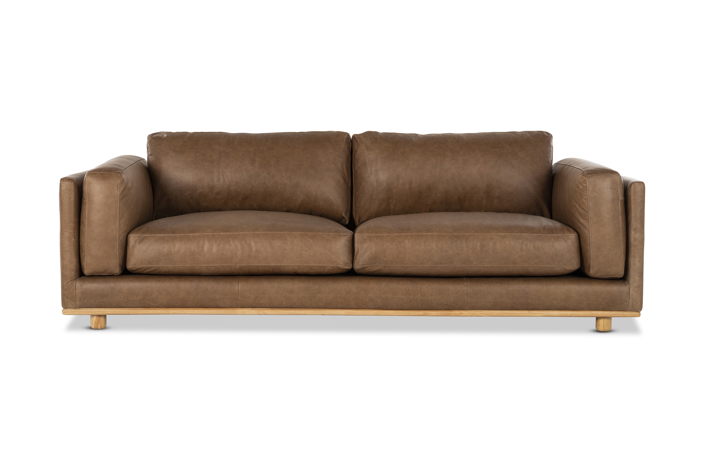 Nevada Leather Modern 4 Seat Sofa, Tan, by Lounge Lovers by Lounge ...