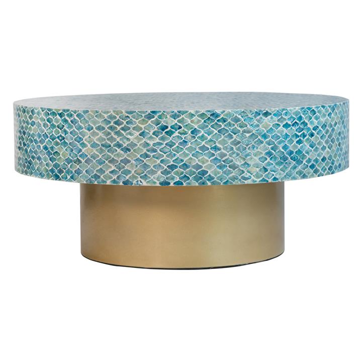 Goa Seashell Inlay Round Coffee Table, 90cm by Philbee Interiors ...