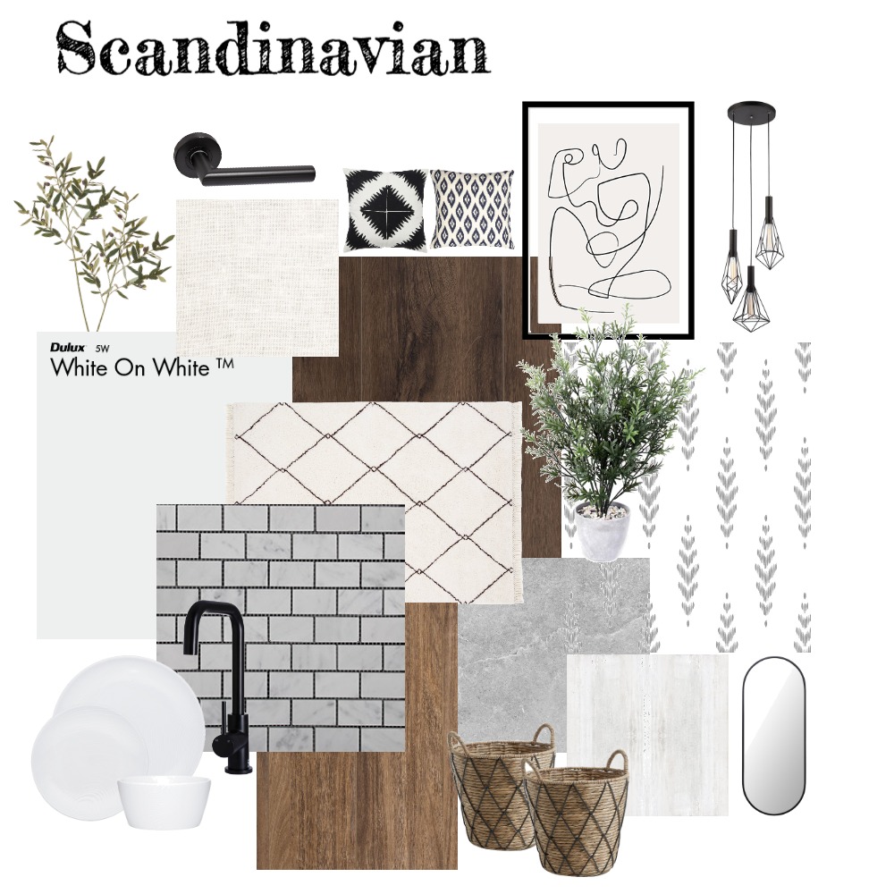 Scandinavian Flat Lay Material Board Interior Design Mood Board by ...