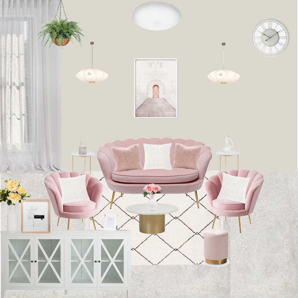 Pink Living Room Interior Design Mood Board by Angel Ma - Style Sourcebook