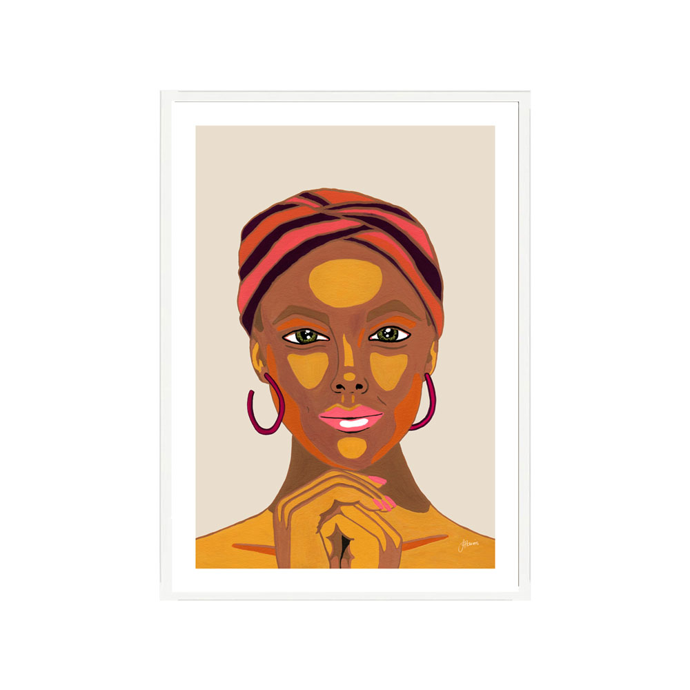 Lady Lila in Ivory Fine Art Print | FRAMED White Boxed Frame A3 (29.7cm ...