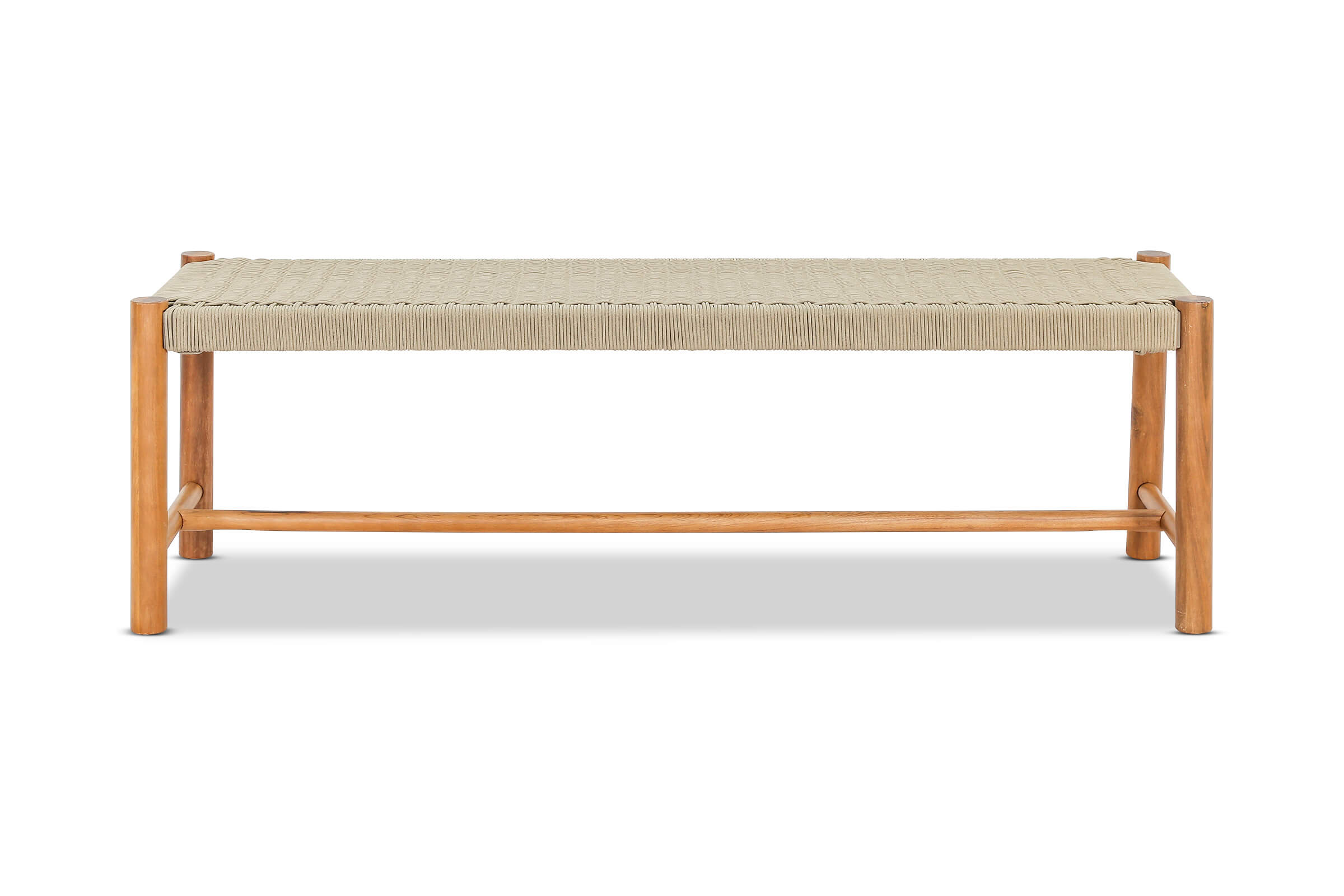 Miller Outdoor Modern Bench, Beige Solid Acacia With A Light Teak Look ...