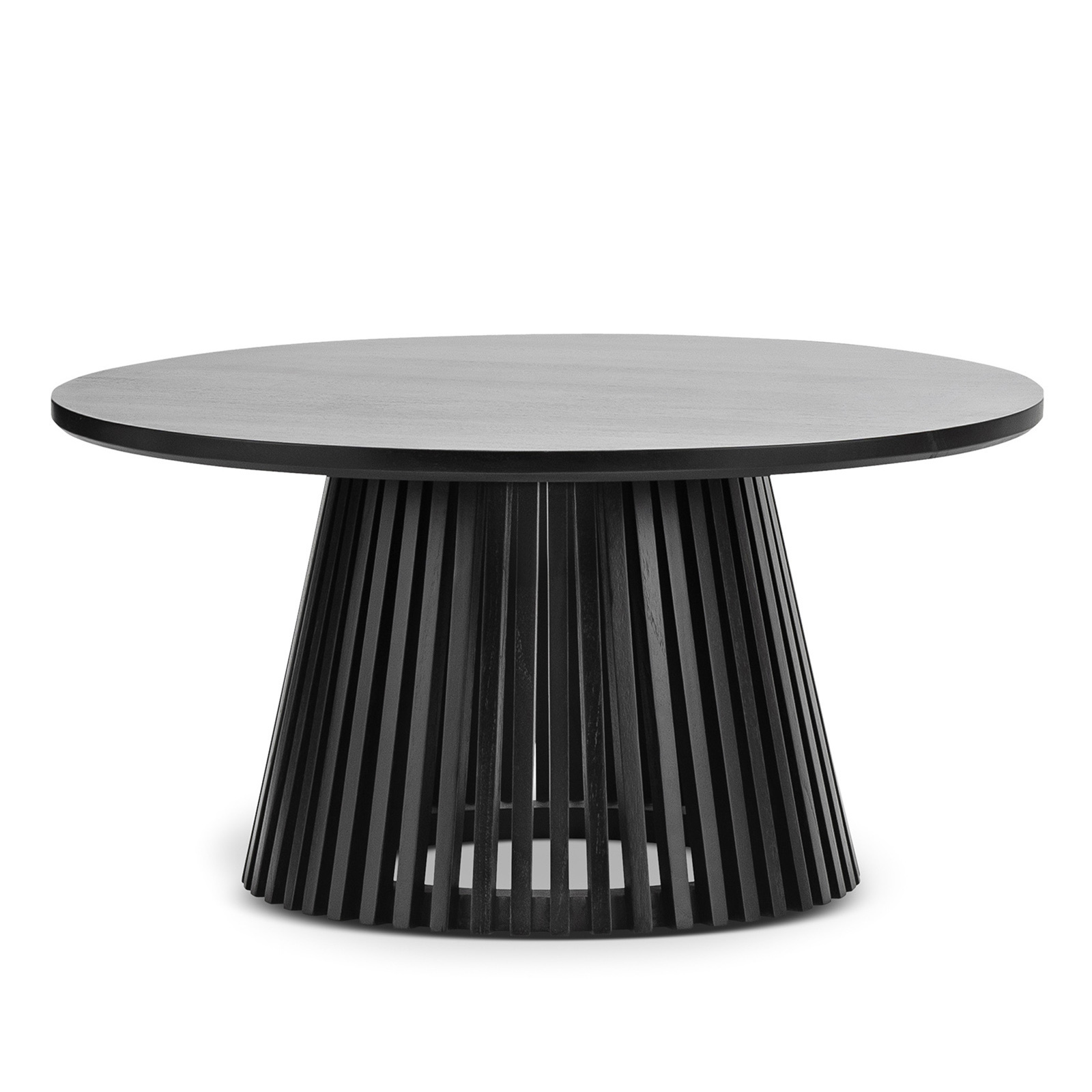 Pedie Round Slat Coffee Table, Black Teak by L3 Home - Style Sourcebook