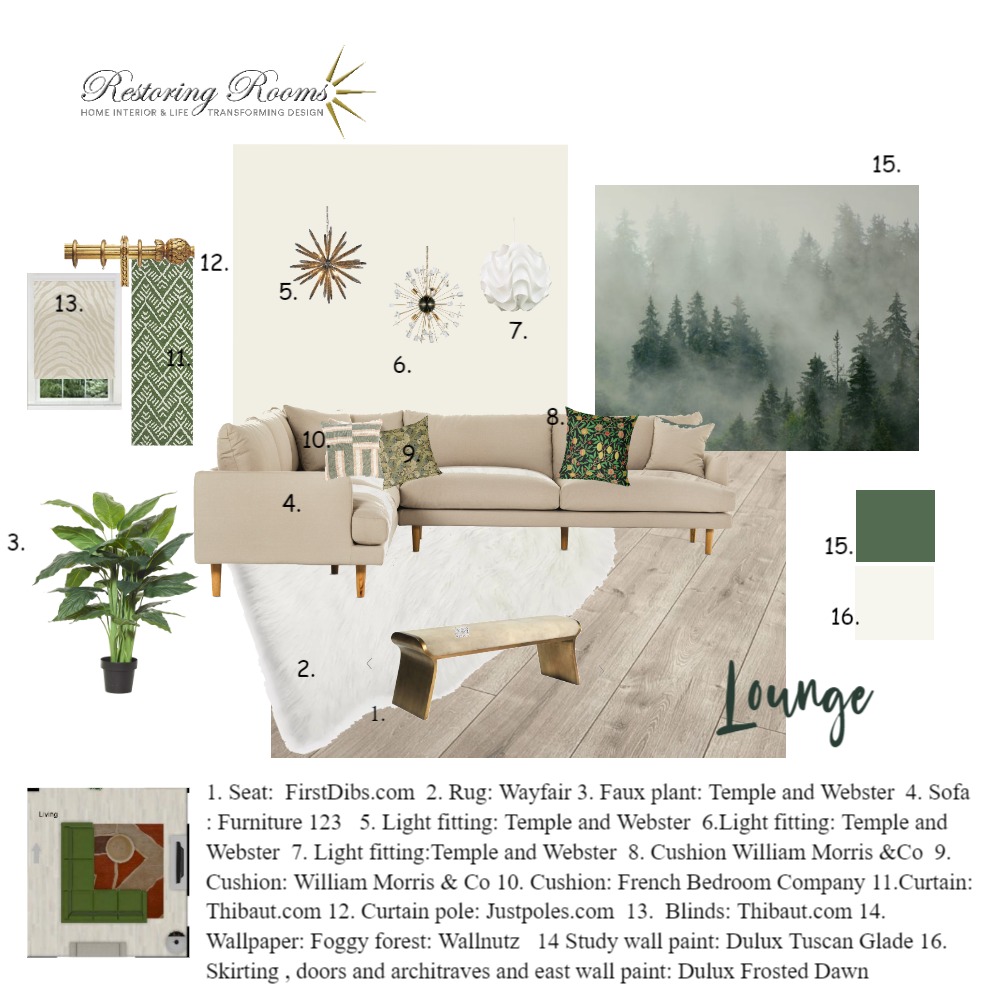 Modern forest deco lounge Interior Design Mood Board by ...