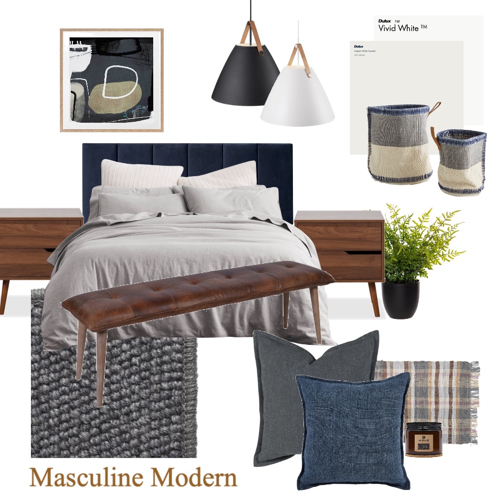 Masculine modern bedroom Interior Design Mood Board by Meticulous ...