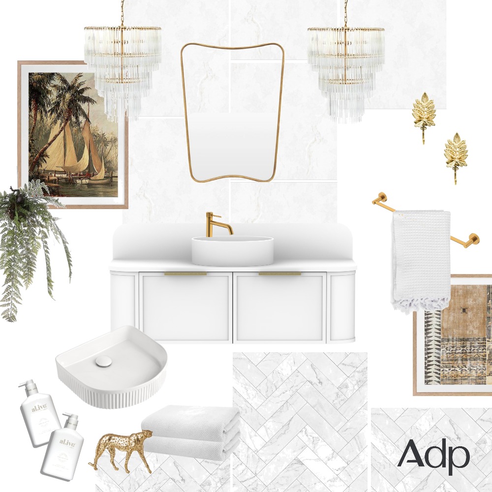 Aztec Gold | Ultra White Flo Vanity & Soul Groove Tapware in Brushed ...