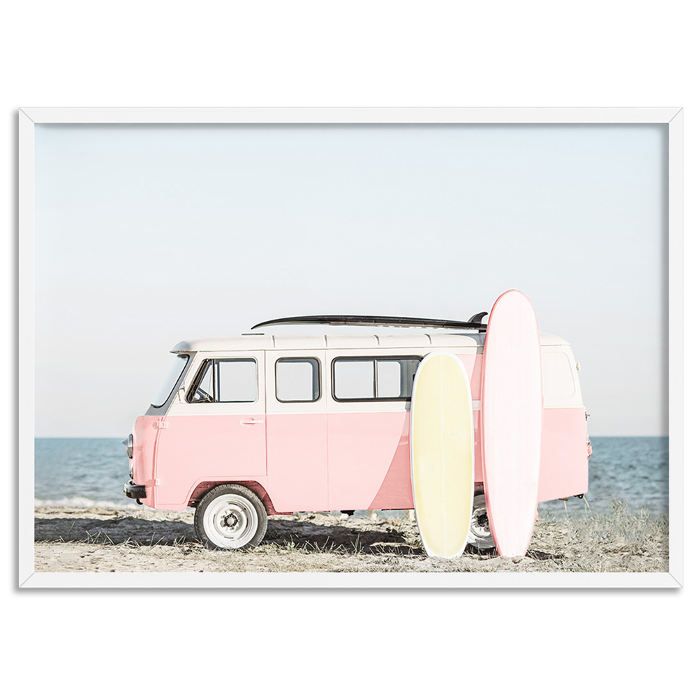 Pastel Beach Kombi Van Print - Art Print by Print and Proper | Style ...