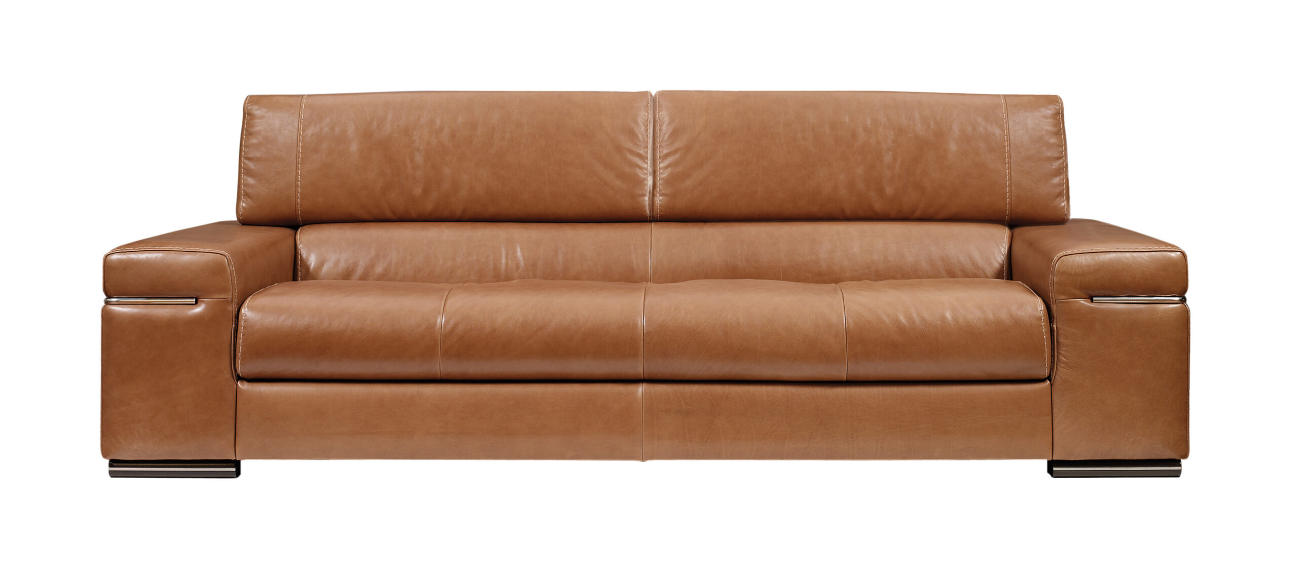 Tan Leather Sofa by Scandi Decor - Style Sourcebook