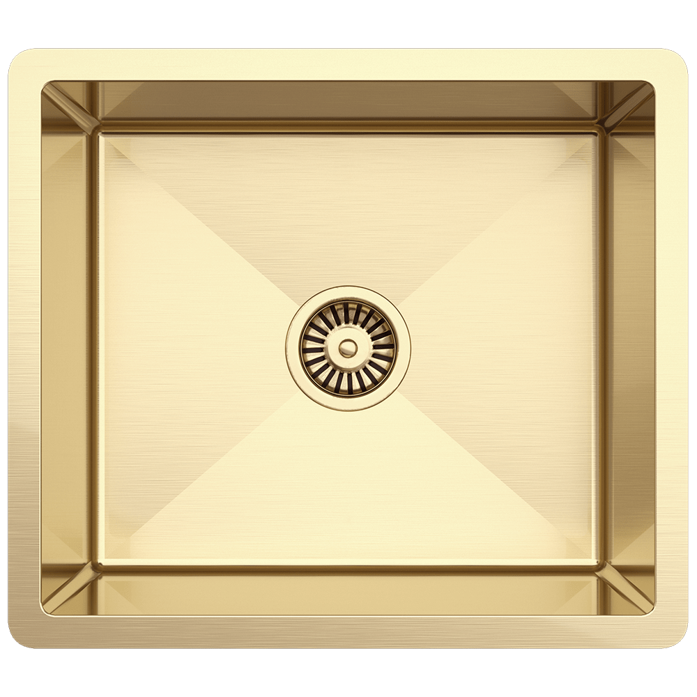 Buildmat Brushed Brass Gold Penny 510x450 Single Bowl Sink by Buildmat ...