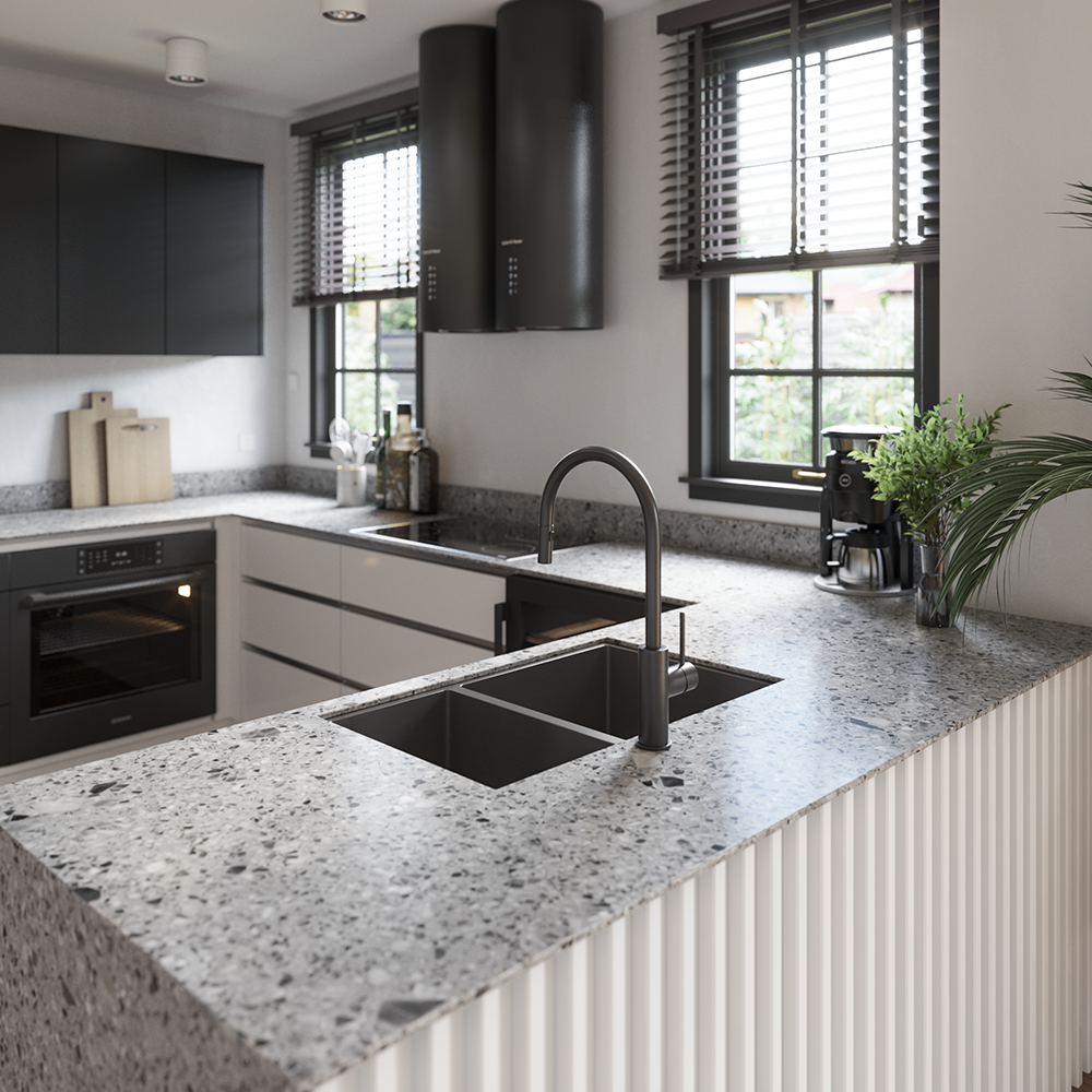 Buildmat Brushed Gunmetal Clifford 725x450 Single & 1/4 Bowl Sink by ...