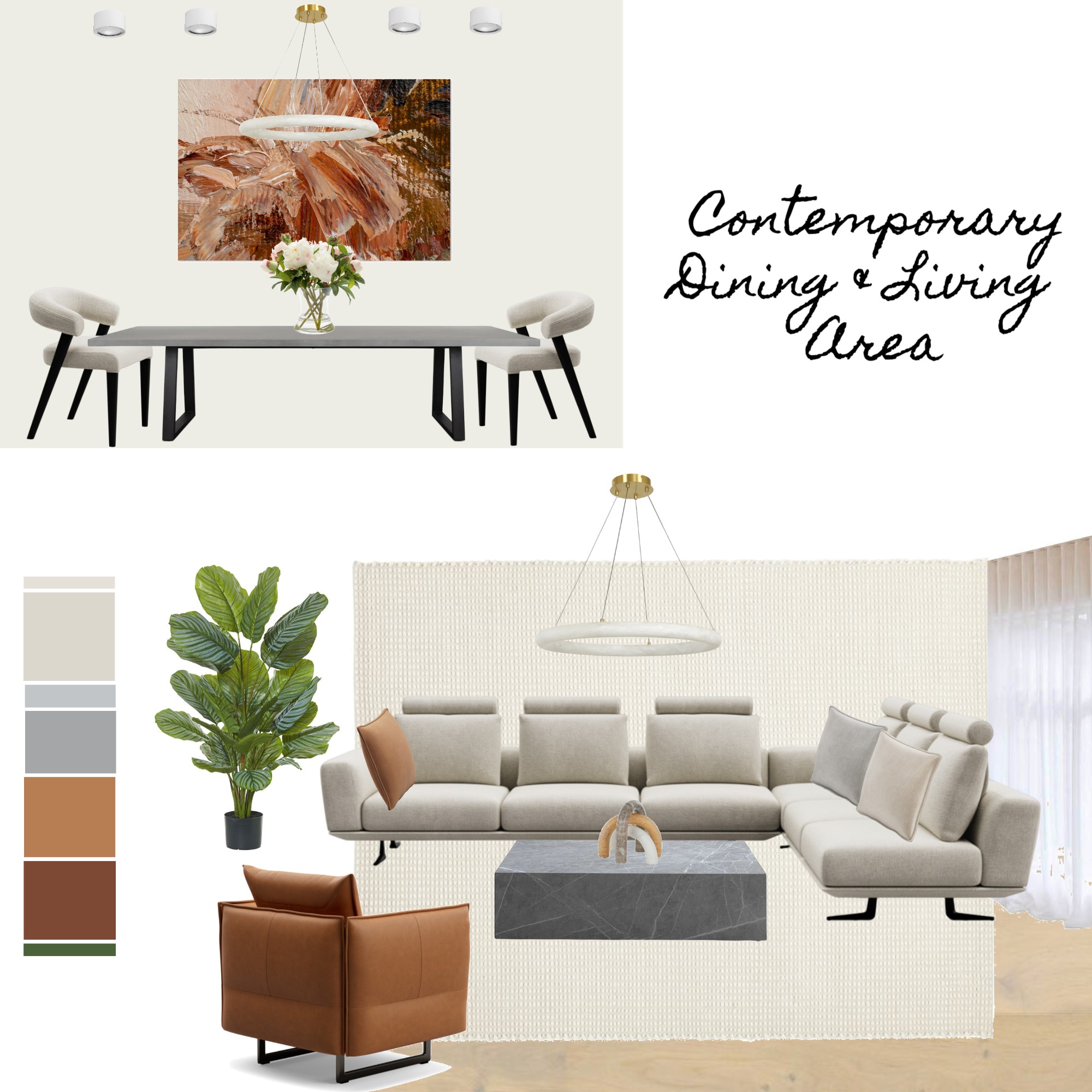 Contemporary Streamline Living & Dining Interior Design Mood Board by ...