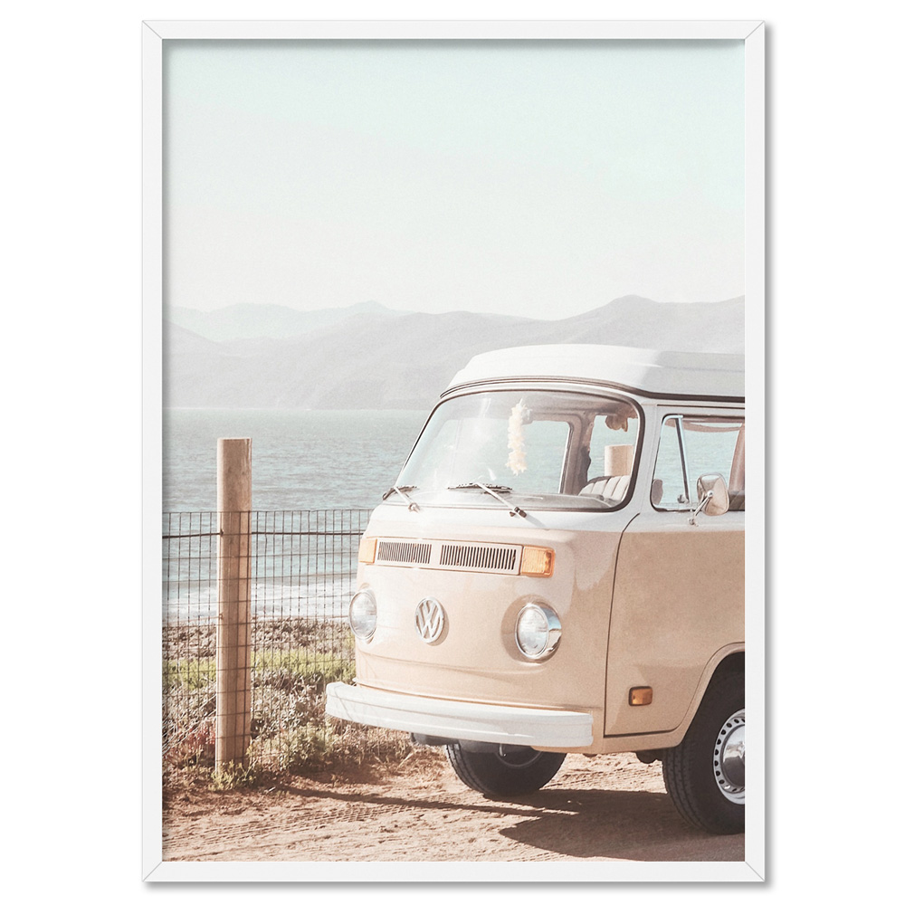 Kombi | Vintage Grainy Photo in Pastel Pink - Art Print by Print and ...
