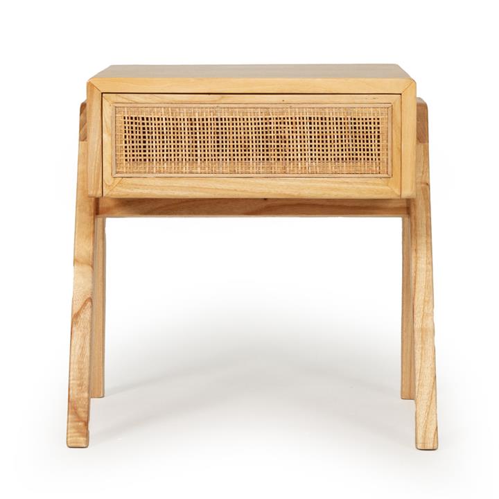 Navini White Cedar Timber & Rattan Bedside Table by Ambience Interiors ...