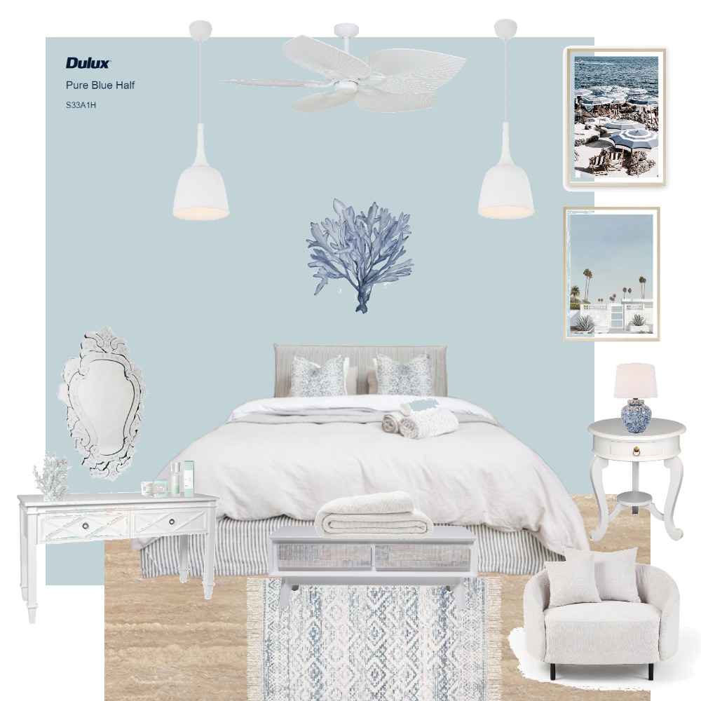 Beach Blue Bedroom Interior Design Mood Board by neekyy - Style Sourcebook